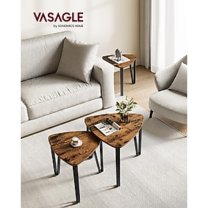 VASAGLE Nesting Coffee Tables, End Tables Set of 2 for Living Room Bedroom, Industrial Small Stacking Side Tables with Metal Frame for Couch, Rustic Brown and Black ULET013B01