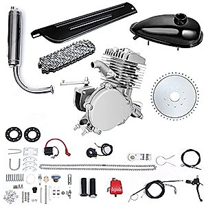 Frederimo 100cc Bicycle Engine Kit, 2 Stroke Bike Motor Kit Petrol Gas Motor Conversion Kit Air-Cooling Motorized Bicycle Kit Super Fuel-efficient Modified Full Set…