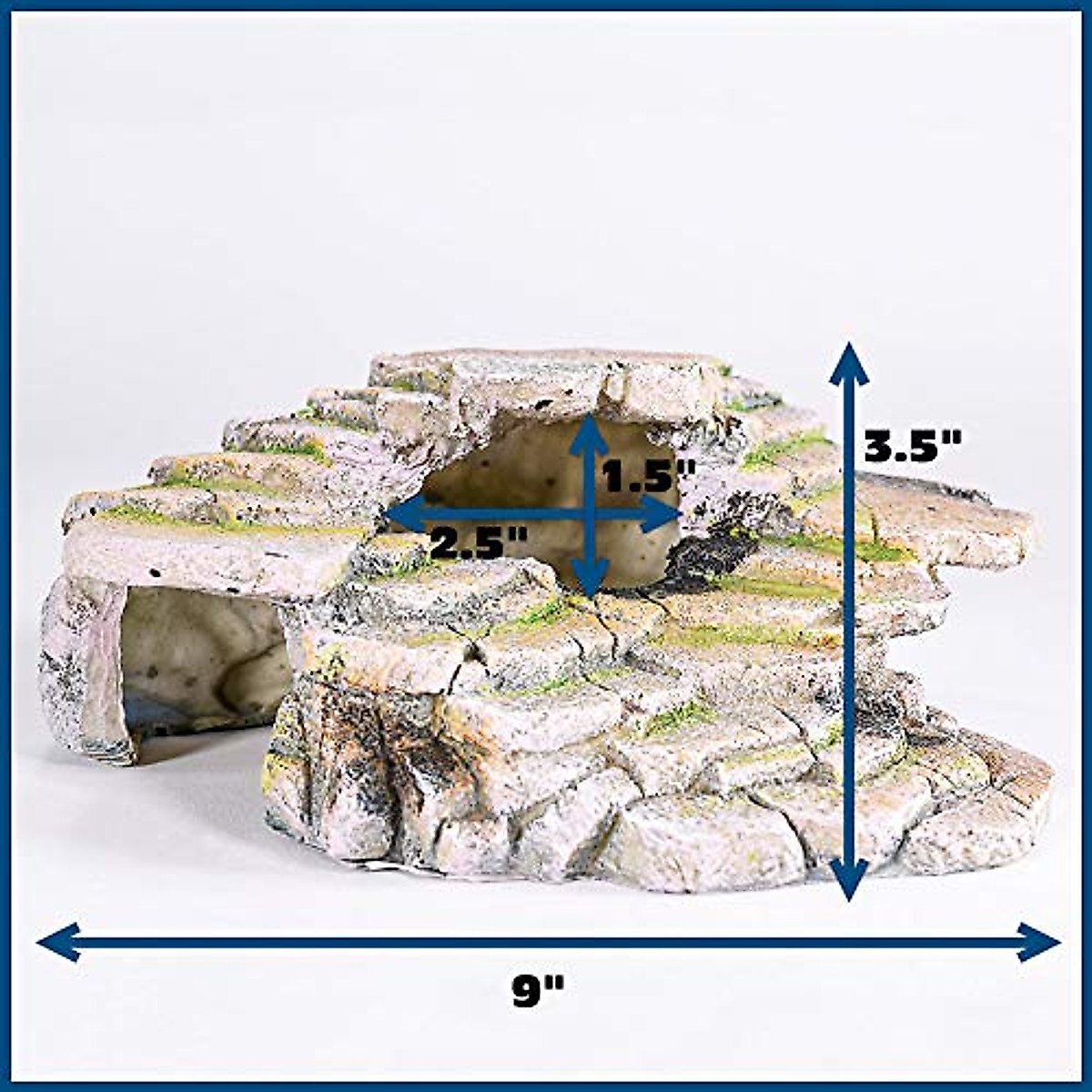 PENN-PLAX Reptology Shale Scape Step Ledge & Cave Hideout – Decorative Resin for Aquariums & Terrariums – Great for Reptiles, Amphibians, and Fish – Medium