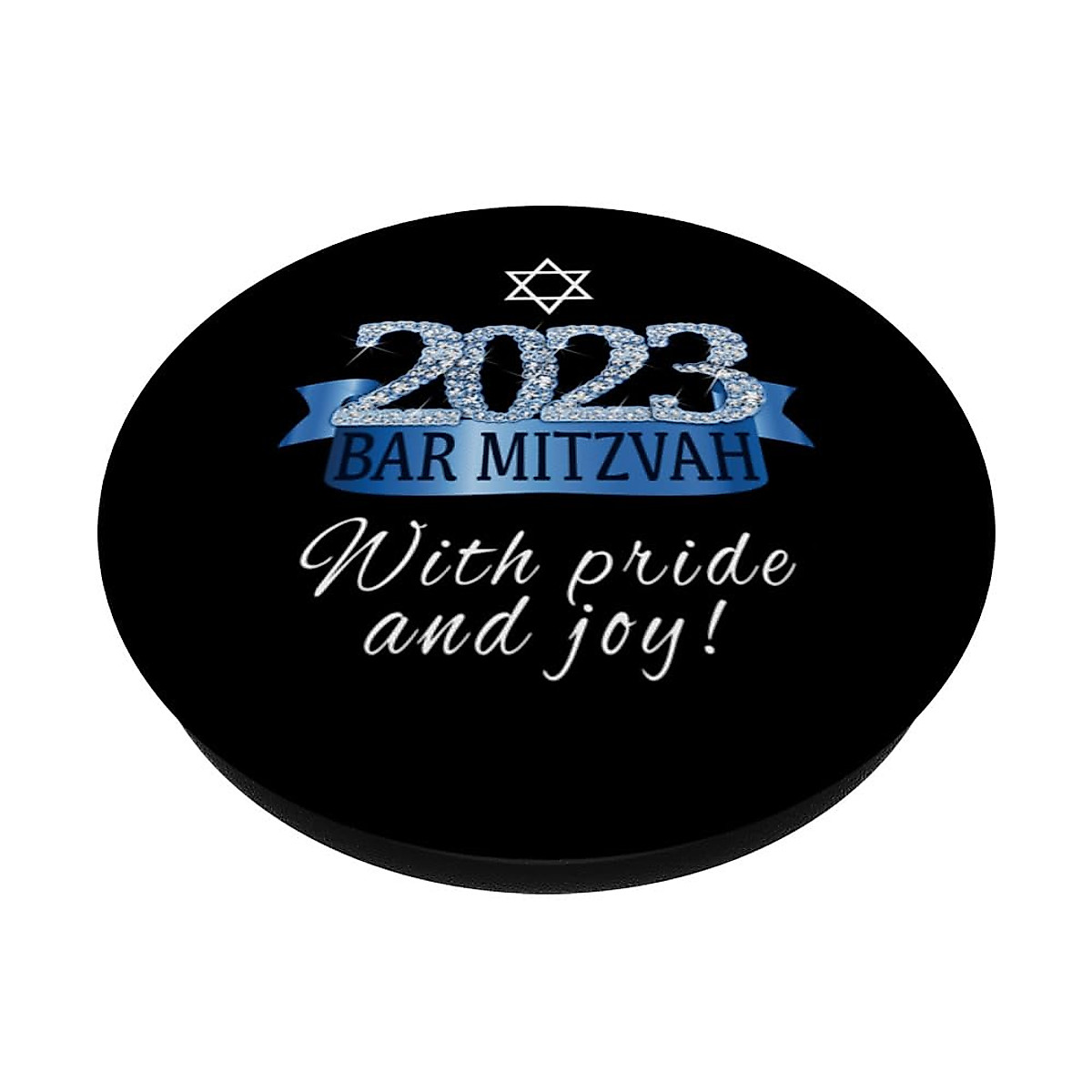 Bar Mitzvah 2023 I With Pride & Joy I Blue Banner Decor PopSockets Standard PopGrip