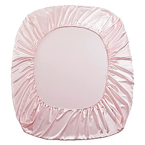 Counfeisly Twin Size Satin Fitted Sheet, Silky and Breathable Luxury Deep Pockets Fitted Sheet Only, Blush Pink