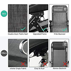 Goplus Zero Gravity Chairs, X-Large Outdoor Lounge Lawn Chair with Cup Holder & Detachable Headrest, Adjustable Folding Patio Recliner for Pool Porch Deck Oversize (Gray)