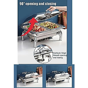 Chafing Dishes Food Warmers, Tower Buffet Server Alcohol and Electric Heating Party Hot Trays, 9L Chafing Dishes with Visual Lid for Keep Food Warm, Adjustable Temperature (B)