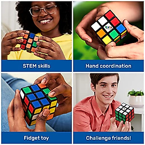 Rubik's Cube, Original 3x3 Puzzle Brain Teaser Fidget Toy with Removable Interchangeable Mod Stickers to Customize, for Adults & Kids Ages 8 and up