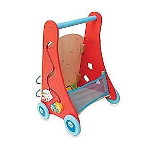 Nuby Wooden Baby Walker with Interactive Features for Early Development, Promotes Walking, Motor Skills, and Creativity