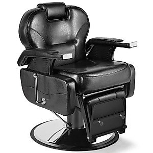 Artist hand Reversible Foot Pedal Barber Chair Hydraulic Recline Barber Chairs Salon Chair for Hair Stylist Tattoo Chair Heavy Duty Barber Salon Equipment (Black)