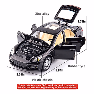 BDTCTK 1/24 Palamera Model Car Toy, Zinc Alloy Pull Back Toy car with Sound and Light for Kids Boy Girl Gift (Black)