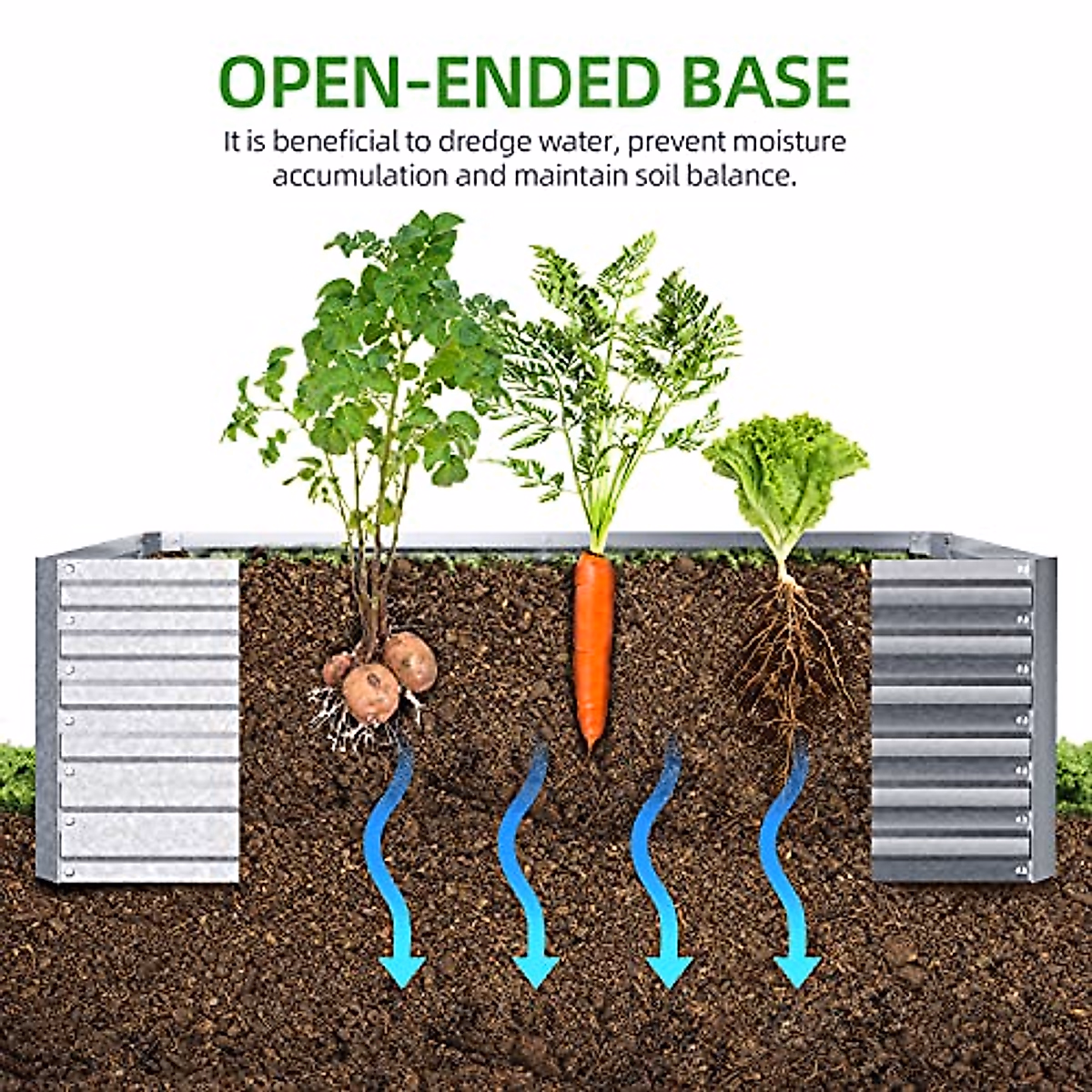 Ohuhu Metal Raised Garden Beds for Vegetables, 6x3x1.9 FT Heightened Extra-Large Reinforced Galvanized Steel Raised Boxes, Heavy Duty Outdoor Planter Box for Seedling Growing Flowers Herbs Succulent