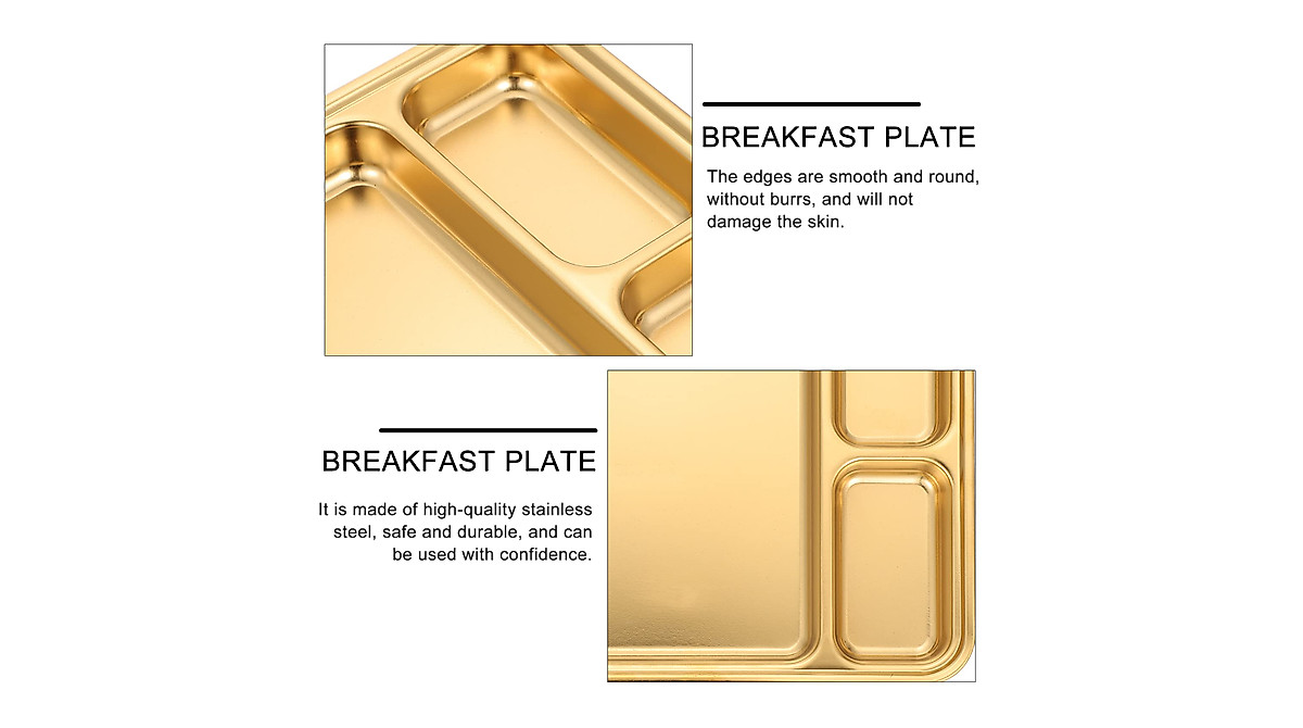 Hemoton Stainless Steel Divided Lunch Tray | 5 Compartments