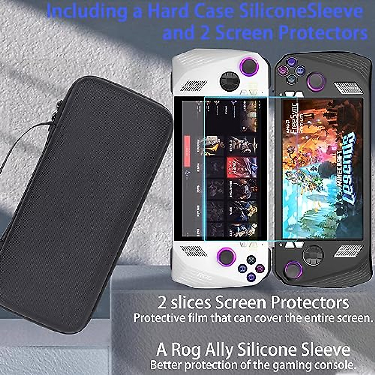 co2CREA Hard Case and Silicone Case Replacement for ASUS ROG Ally 7" 120Hz Gaming Handheld with 2-Pack Screen Protector