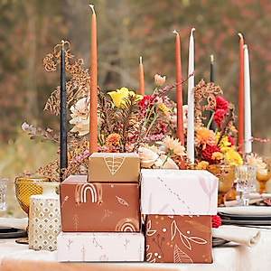 Whaline 12 Sheet Boho Fall Wrapping Paper 6 Style Maple leaf Stripes Pattern Packaging Paper Folded Flat DIY Art Craft Paper for Autumn Holiday Birthday Wedding Baby Shower, 19.7 x 27.6 Inch