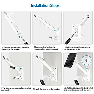 HOLACA 2-in-1 Wall Mount Bracket for Arlo Solar Panel/Arlo Pro 3/Arlo Ultra1&2/Arlo Essential/Arlo Pro 4 /eufyCam Outdoor Mount Accessories for Arlo pro 4 and Arlo Solar Panel (White)
