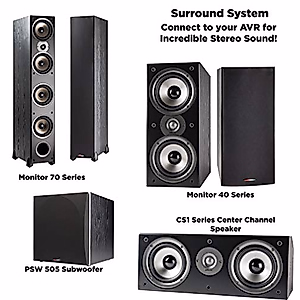 Polk Audio Monitor 60 Series II Floorstanding Speaker (Black, Single) for Home Audio | Affordable Price | 1" Tweeter, (3) 5.25" Woofers
