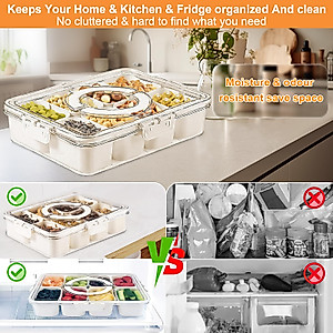 2Pack Snackle Box, Snack Box Container, Divided Serving Tray with Lid, Snack tray, Snack Organizer for Candy, Fruits, Nuts, Spices, Vegetable, Snacks - For Party, Picnic, Entertaining