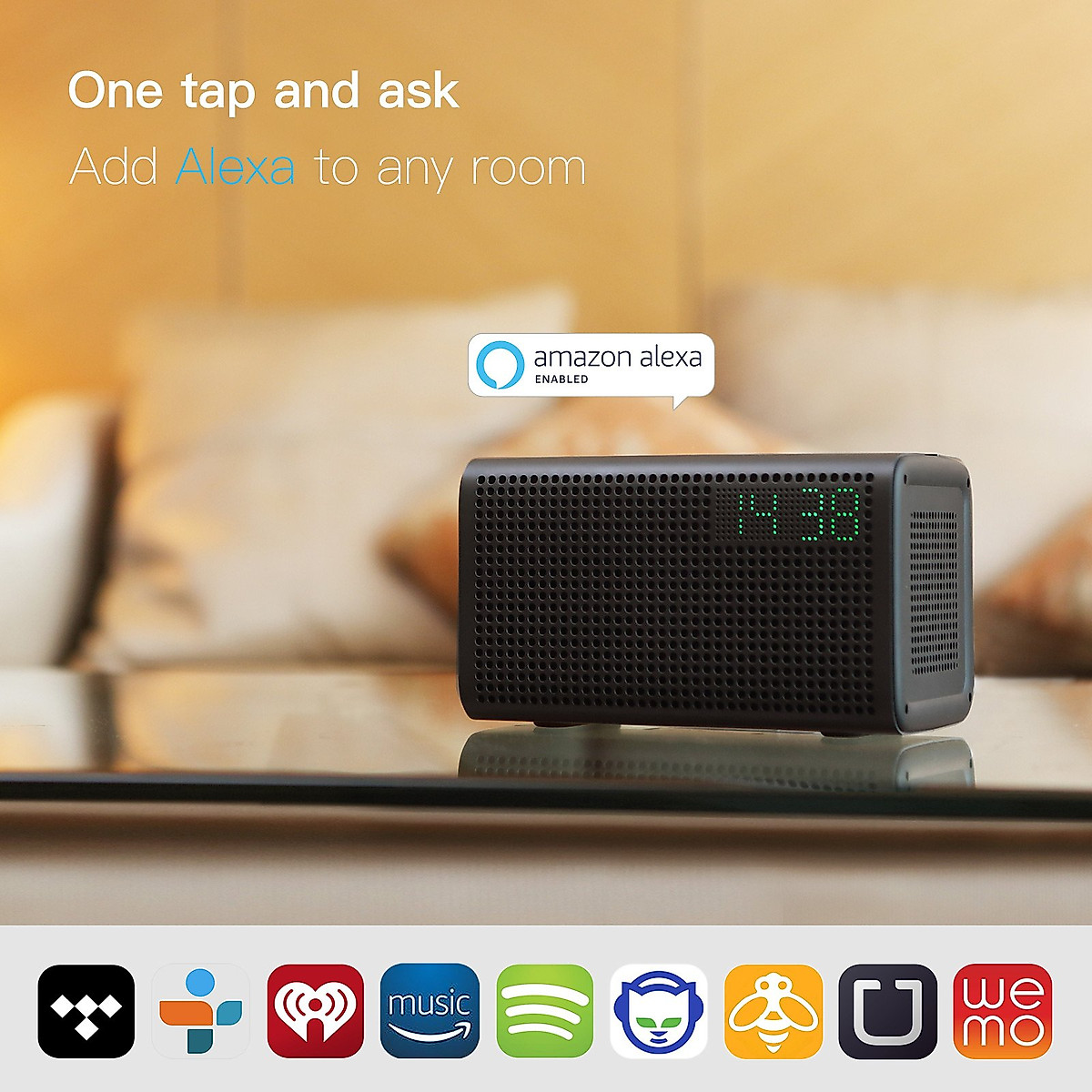 XtremeMac GGMM E3 (Wireless Bluetooth + Wi-Fi Speaker with Clock) Gray ES-201-6, Clear
