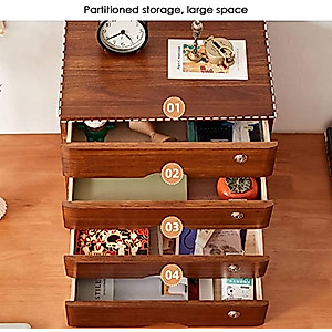 LEYT Wooden Desktop Storage Box with Lockable Drawers, Office Supplies A4/Receipt File Organizer, Flat File Cabinet (Color : A)