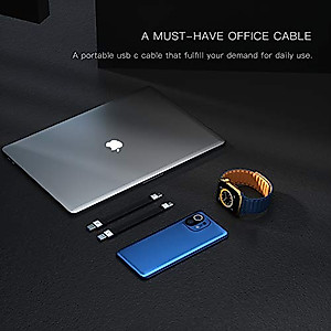 LamToon Short USB Type C Cable, 5Gbps Data Sync Android Auto Cable 3A USB to USB C 3.1 Fast/Quick Charge Cable Unique FPC Flat Design for Galaxy S10+ S9, Note 9 8, LG V20, Google Pixel, Power Bank