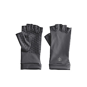 Coolibar UPF 50+ Men's Women's Ouray UV Fingerless Sun Gloves - Sun Protective (Small- Charcoal)