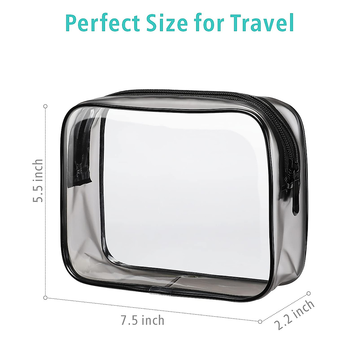 F-color Clear Makeup Bags - Clear Travel Bags for Toiletries 3 Pack TSA Approved Toiletry Bag Clear Toiletry bags Quart Size Travel Bag, Carry on Airport Airline Compliant Bag, Pure Black