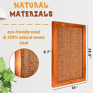 LSAIFATER Cat Scratching Post - Large, Wooden Sisal Cat Wall Scratcher, Floor or Wall Mounted Vertical Cat Scratch Pad for Indoor Cats Adults or Kittens, Cat Wall Furniture Protector