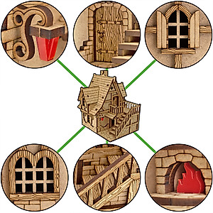 TowerRex Big House D&D Terrain Town Buildings - DND Accessories for Dungeons & Dragons, Pathfinder, Warhammer, Tabletop Battle map Grid, Wargaming Terrain, Scenery for 25mm 32mm 28mm Miniatures