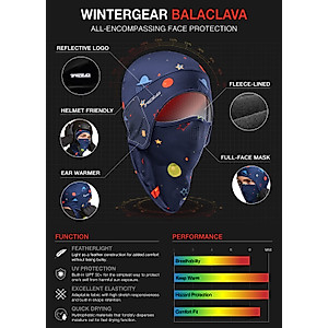 TSLA Men and Women Thermal Fleece Skull Cap, Winter Ski Cycling Under Helmet Liner, Running Beanie Hat, Skull Cap with Face Mask Galaxy, One Size