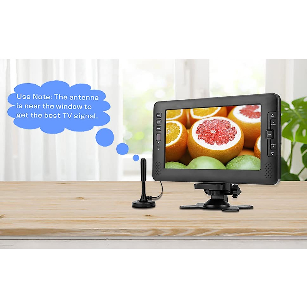 GJY Jexiop 9" Portable TV with Antenna for Watching ATSC Digital TV in USA,Canada,Mexico, Rechargeable Battery Operated TV,Support USB Port/AV in