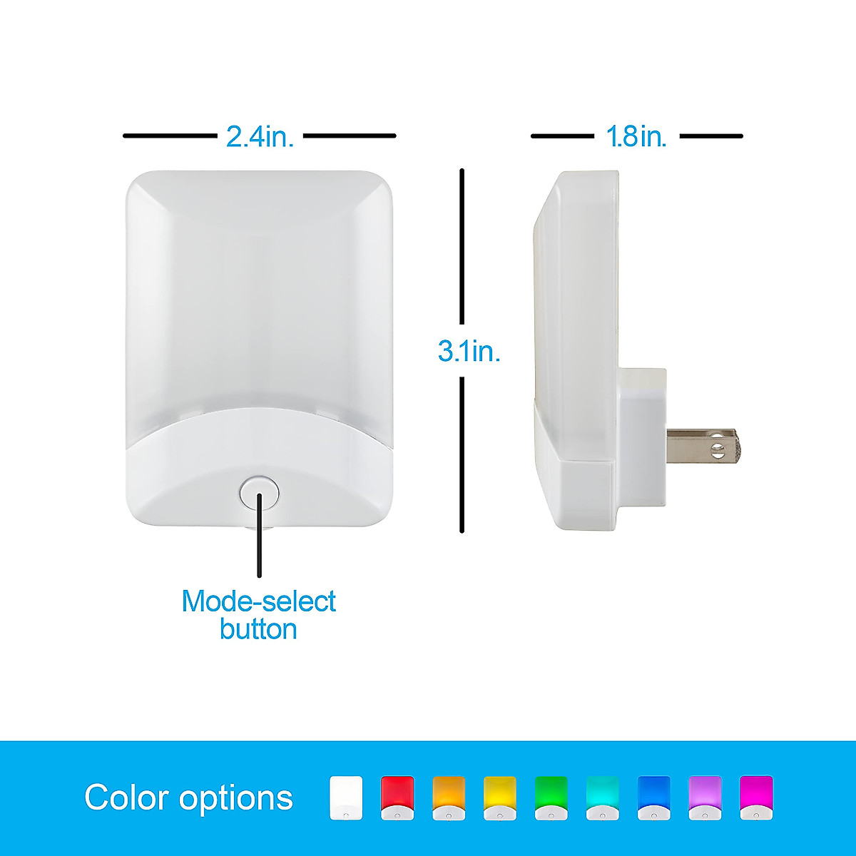 GE Color-Changing LED Night Light, Plug Into Wall, Dusk to Dawn Sensor, 8 Vibrant Colors, Ambient Lighting, Kids Adults Bedroom, Bathroom, Nursery, Kitchen, Hallway, 4 Pack, 50860