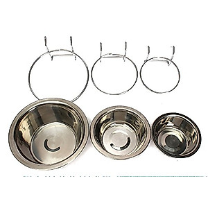 Yosoo Stainless Steel Hanging Pet Cage Bowl Diner Pet Bowl Bird Cat Dog Food Water Bowl with Hanger (Size M)