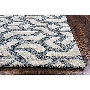Rizzy Home | CE9500 | Caterine Collection | Wool Area Rug | 8' x 10' | Off White/Gray/Rust/Blue Geometric