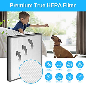 FCFMY 1 Pack HE400 Replacement Filter Compatible with Shark HE400 HE401 HE402 HE405 4 Fan Model Air Cleaner Purifier,3-in-1 Filter of Pre-Filter,Carbon and HEPA Filter