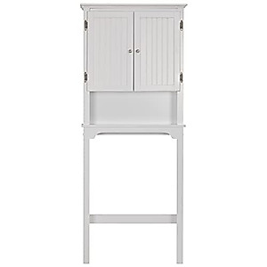 UTEX Bathroom Storage Over The Toilet, Bathroom Cabinet Organizer with Adjustable Shelves and Double Doors, Wood Bathroom Space Saver, White