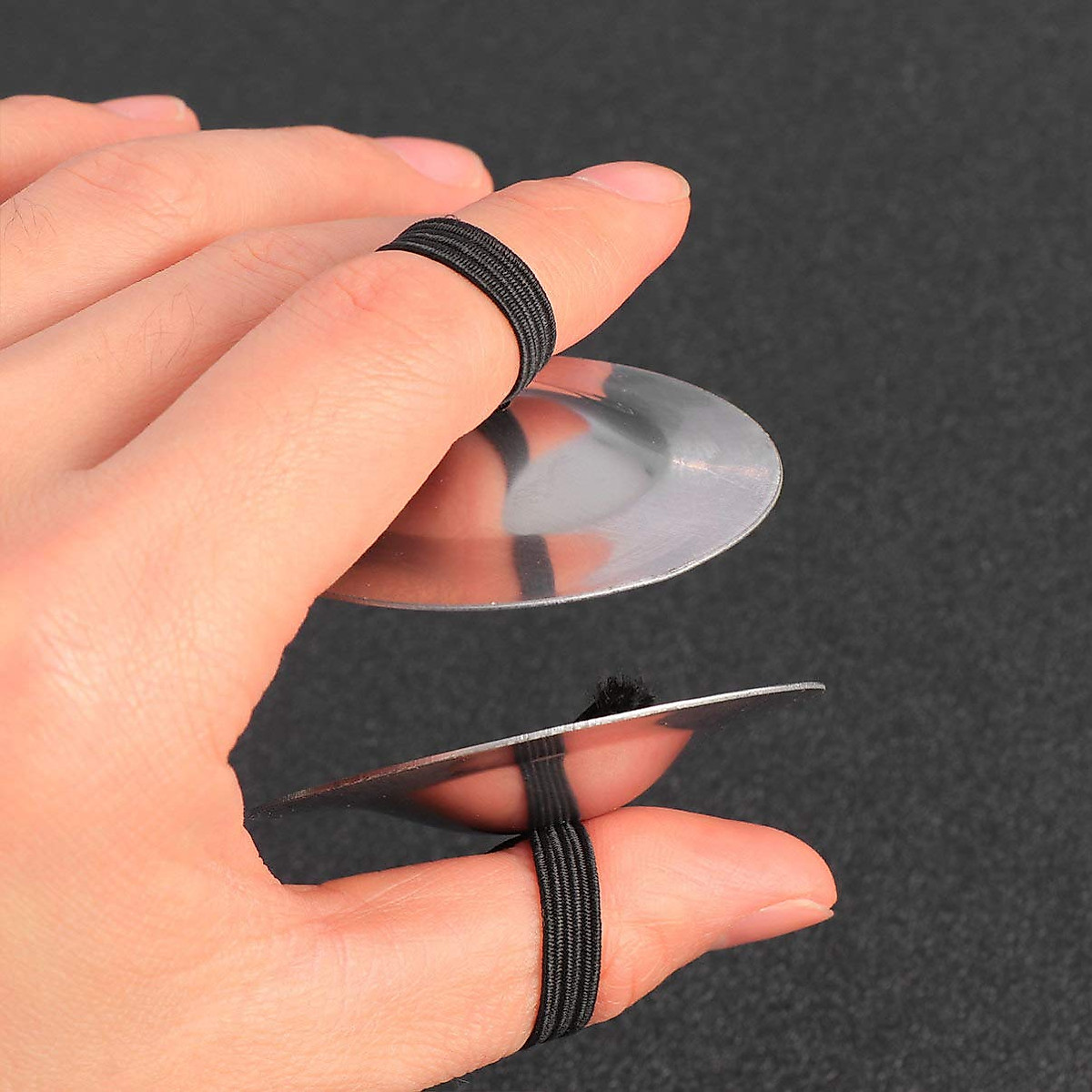 MILISTEN 6Pcs Finger Cymbals, Finger Cymbals Brass Zills Finger Musical Instrument for Dancer Ball Party, Silver