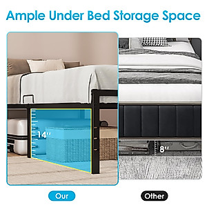 KKL Twin Bed Frames with LED Lights, 14inch Heavy Duty Steel Platform Bed Frame with Mattress Retainer Bar, Storage Space Beneath Bed, No Box Spring Needed, Easy Assembly, Noise Free