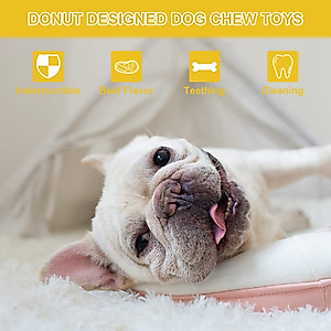 VITAL-FRI Donut Dog Chew Toy - Flavorful, Durable Rubber for Aggressive Chewers - Tough & Long-Lasting Puppy Toy for Small, Medium, Large Dogs - Promotes Dental Health