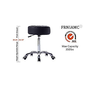 FRNIAMC Rolling Salon Stool- with Wider Comfy Round Seat- Height Adjustable Swivel Heavy-Duty Chair with Wheels for Medical Salon Esthetician Artist Studio and Home Office Use(Black)