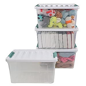 Ponpong 36 Quart Large Storage Box, Clear Plastic Latch Box, 4-Pack