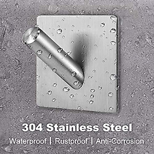 FULGENTE Adhesive Hooks Heavy Duty Hooks Wall Hangers Waterproof Stainless Steel Towel Hanger Holder Stcik on Hooks for Hanging Kitchen Bathroom Home Bathroom Towel Hooks- 4Packs