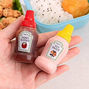 4 Pcs Mini Ketchup Bottles, 25ml Condiment Squeeze Bottle with Sturdy Screw Cap, Plastic Portable Sauce Container for Bento Box Accessories, Mini Condiment Squeeze Bottles for Sauces, Salad Dressing
