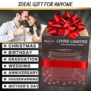 Sippin’It Coffee Canister Medium – Coffee Storage Container Airtight for Fresher Beans and Grounds – Date Tracker, CO2 Release valve and bonus spoon