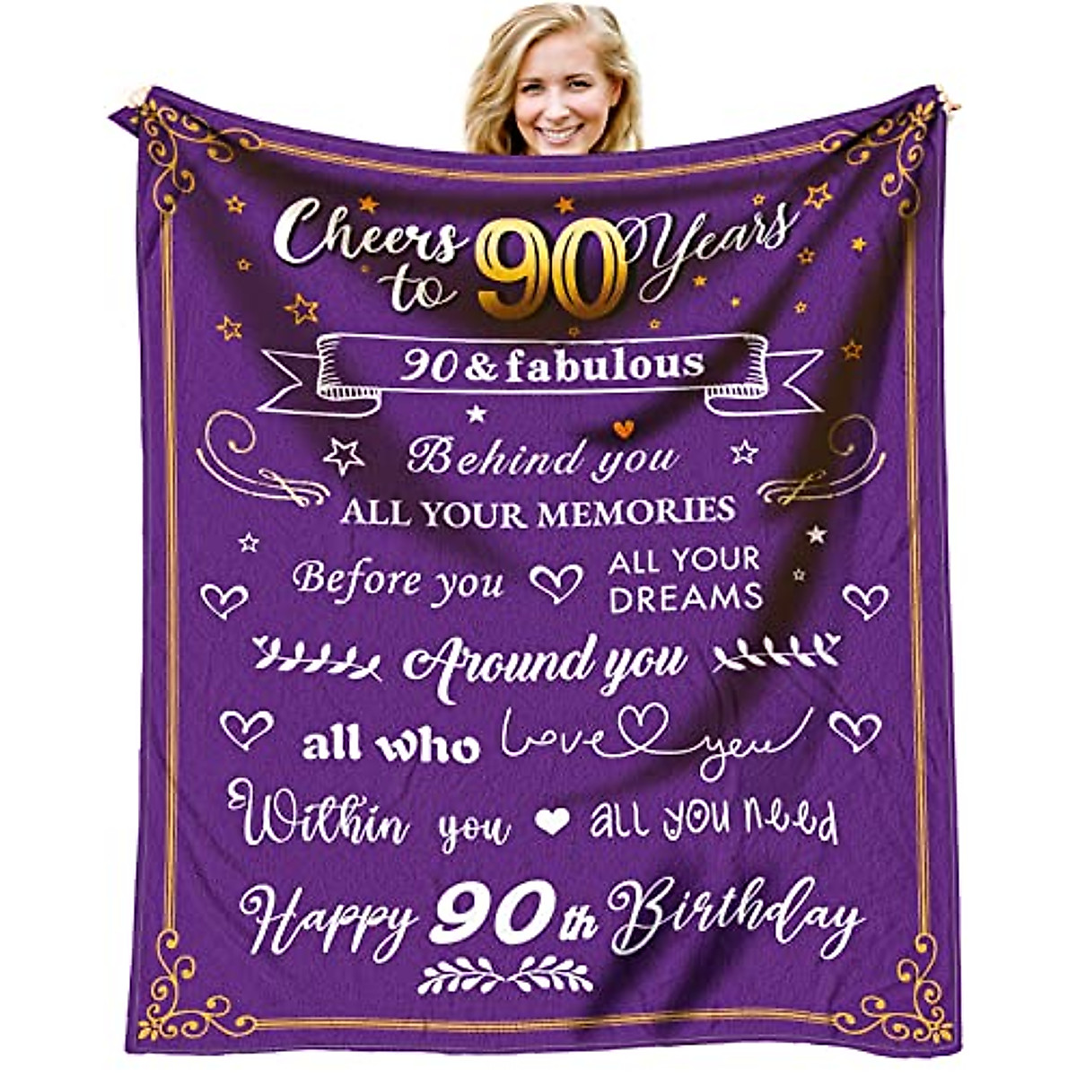 90th Birthday Gifts for Women Blanket - 90th Birthday Gift Ideas for Mom or Grandma - Best Gifts for 90 Year Old Woman - 1933 Birthday Gifts for Women - Cozy & Soft Flannel Throw Blanket 60 x 50 inch