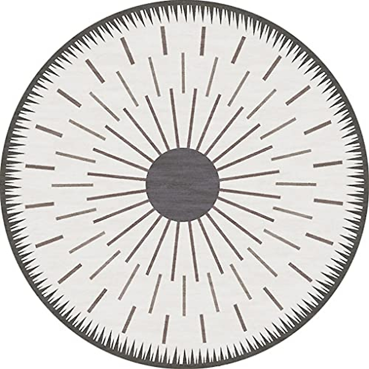 Beige Grey Sun Pattern Minimalist Round Area Rug for Living Room Bedroom Playroom Washable Soft Wool Plush Throw Carpet Under Dining Coffee Table Indoor No-Slip Floor Runners 4ft