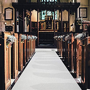 J&A Homes White Wedding Aisle Runner (3 Feet x 100 Feet) — Includes Pull String and Double-Sided Adhesive Tape — Scroll Pattern Runner is Great for Indoor or Outdoor Weddings, Prom and Parties (White)