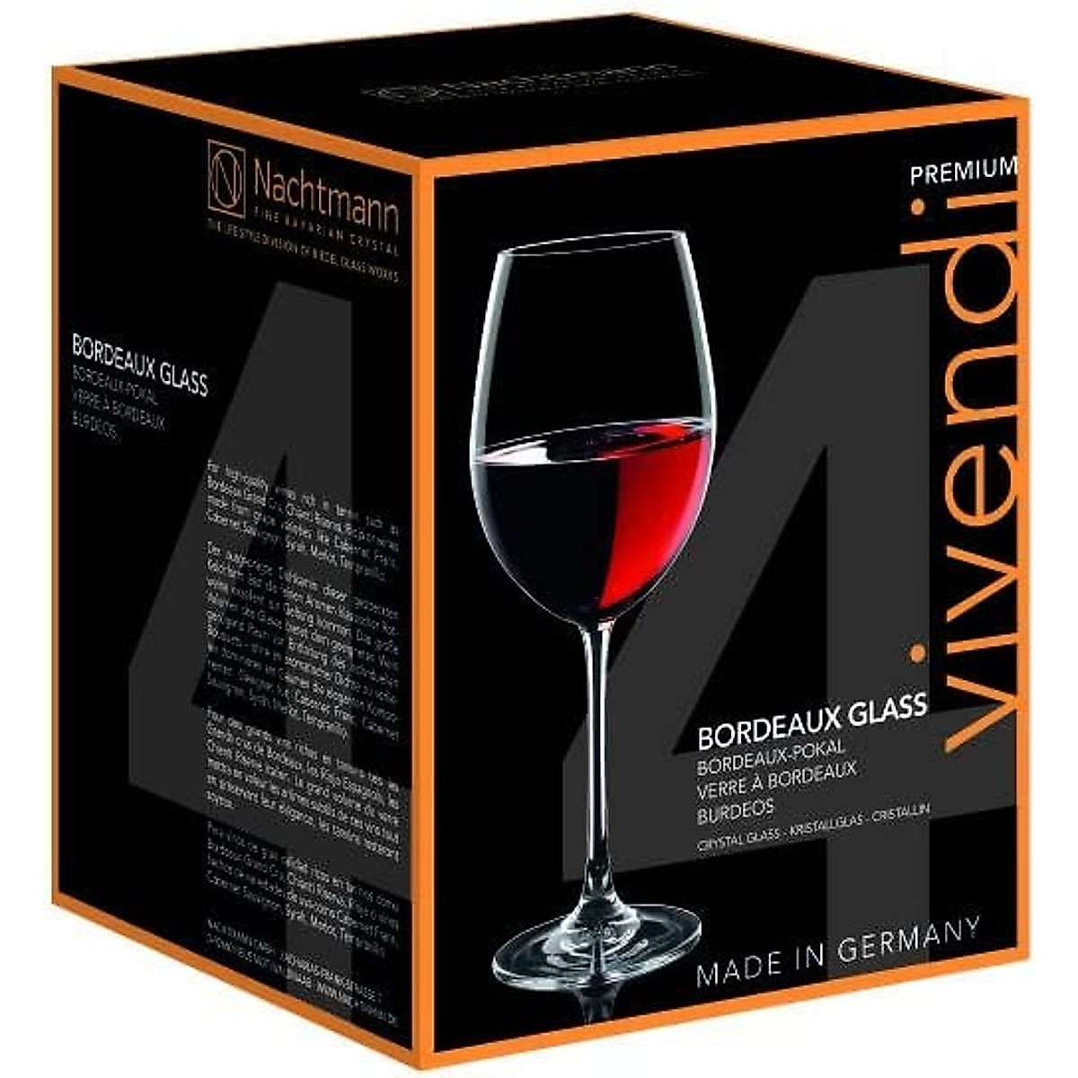 Nachtmann Vivendi Bordeaux Glasses, Set of 4, 25-Ounce, Crystal Clear Glass, White or Red Wine Glass Set with Long Stem, Ideal for Tasting Cabernet, Burgundy, Pinot Noir, Bordeaux, Dishwasher Safe