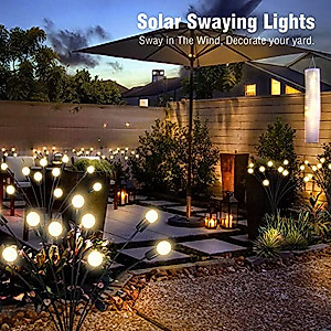 HIYALOT Solar Garden Lights-Solar Firefly Lights, Starburst Swaying Lights, Sway by Wind, Solar Garden Decorative Lights for Yard Patio Pathway Lawn Decorations,2 Pack (8LED Bulbs-2Pack)