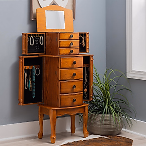 Powell Furniture Powell Jewelry Armoire, Distressed Woodland Oak Black Lining