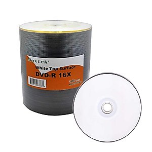 Maxtek Premium Grade White Top Surface DVD-R DVDR 16x Blank Disc, 4.7GB, 120min. 100 Pcs Pack.