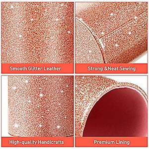 BBTO Rose Gold Pen Holder with 6 Pcs Bling Diamond Pens, Pencil Cups for Desk Glitter Bling Desk Organizer Makeup Brush Holder for Women Girls Classroom Offices Home, Rose Gold