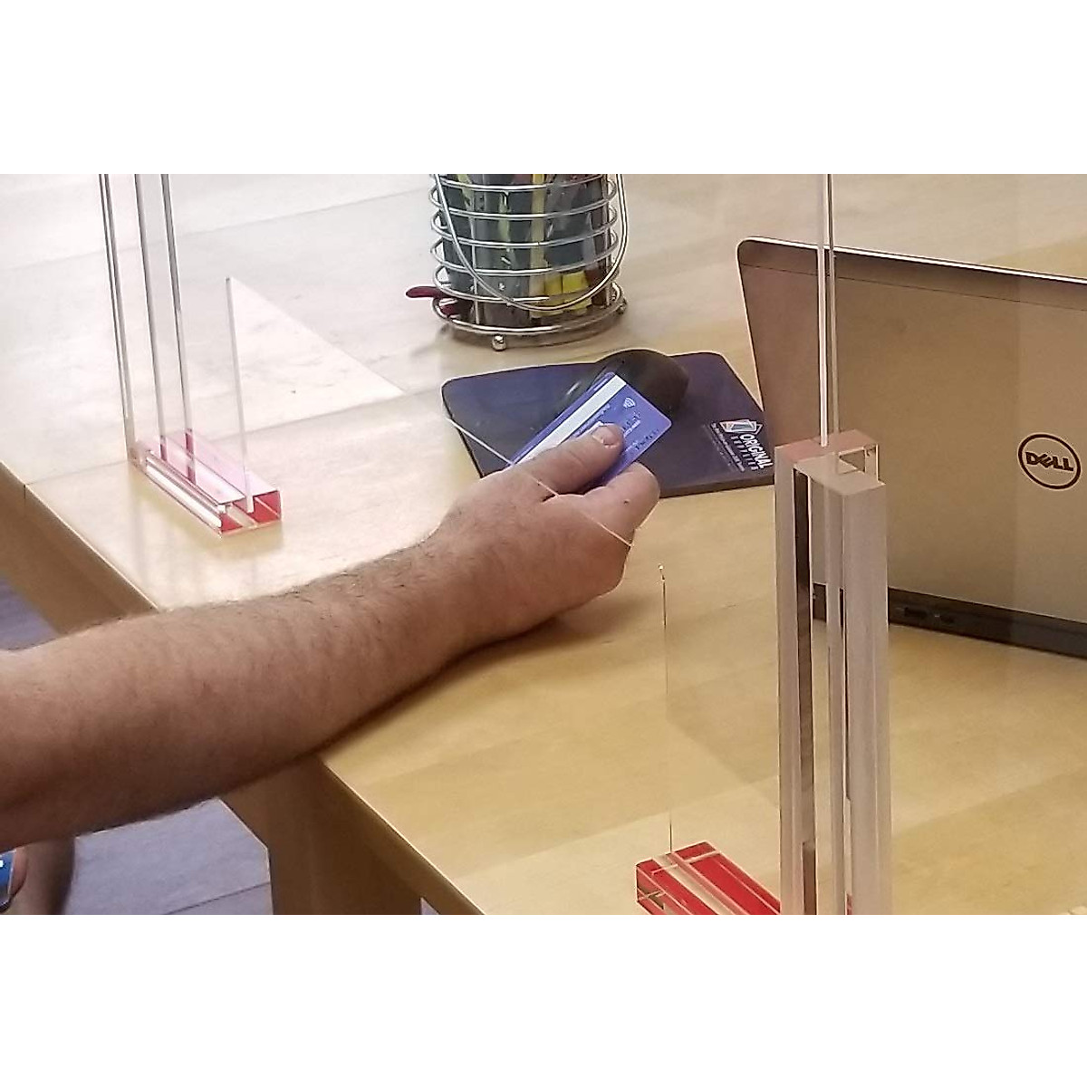 888 Display Single Pack Elegant Plexiglass Shield Guard Finished Corner Edge Design - Elegance with Protection for Reception Desk Checkout Counter Nail Salon Services Office Setting