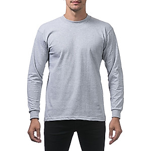 Pro Club Men's Heavyweight Cotton Long Sleeve Crew Neck T-Shirt, Heather Gray, 2X-Large